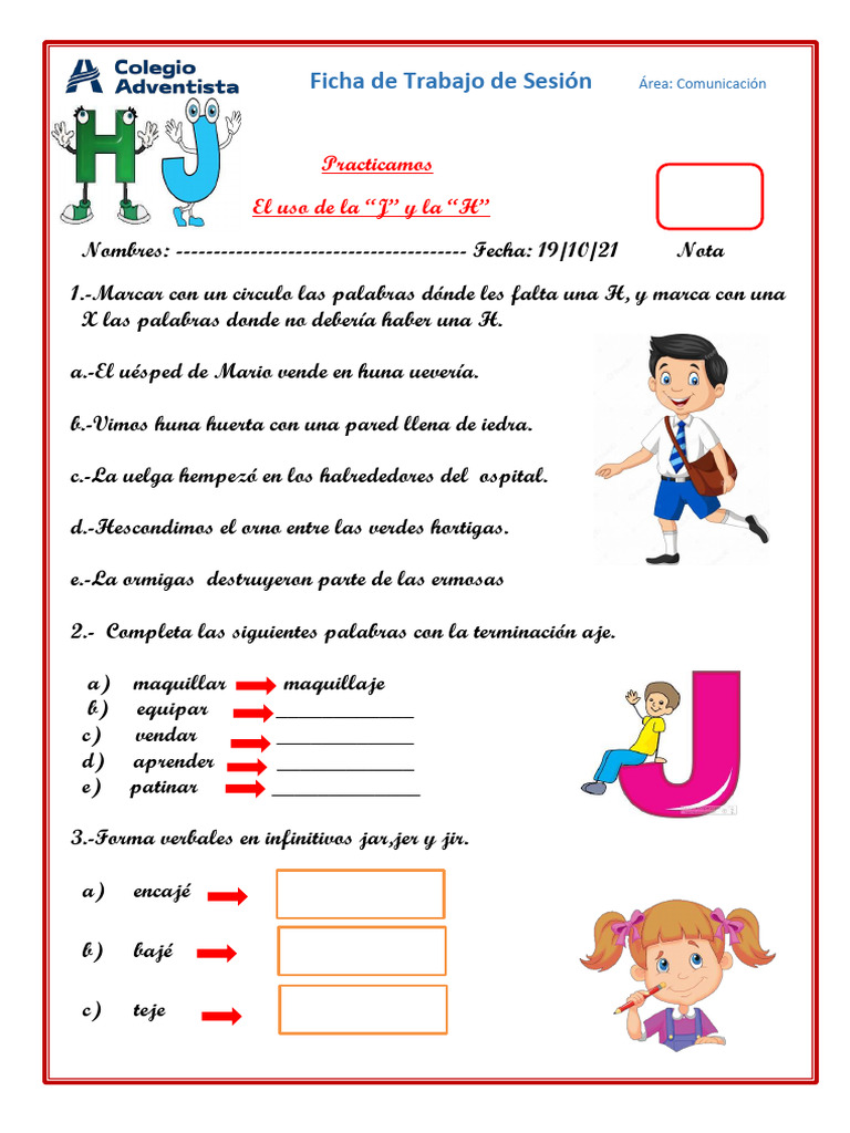 Ficha El Uso de La J y H 3ro | PDF
