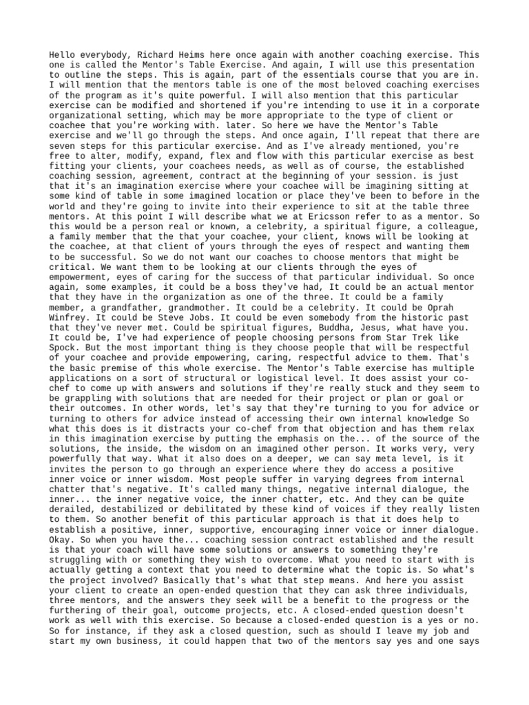 Riverside BKMkDdSmIAMCF A The Mentors Table Exercise - Steps | PDF ...