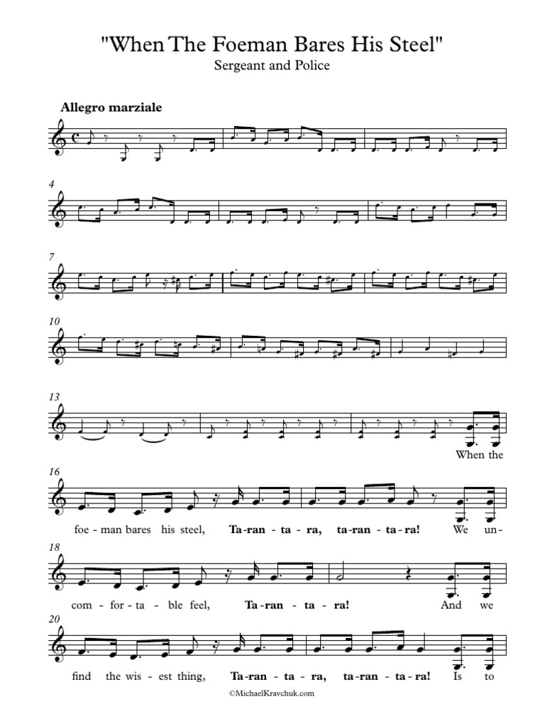 When The Foeman Bares His Steel Full Score | PDF