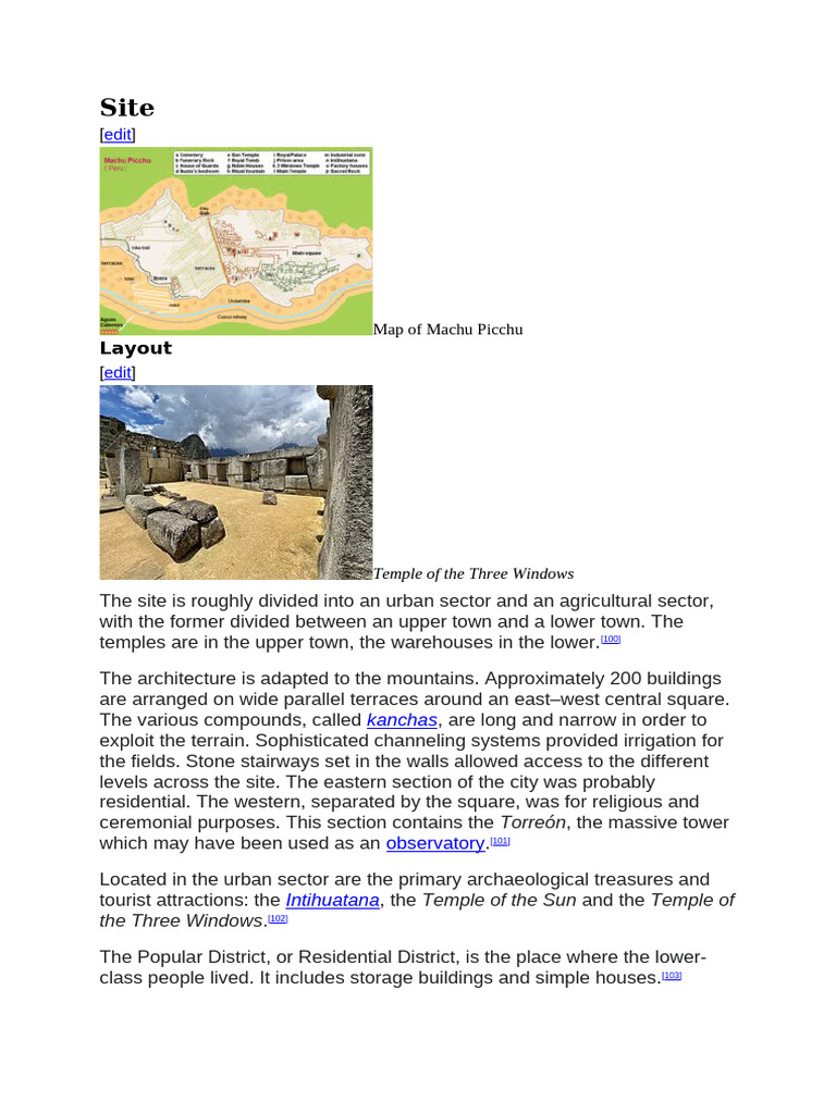 Layout: Map of Machu Picchu | PDF