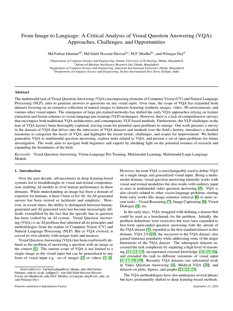 From Image To Language A Critical Analysis of Visual Question Answering (VQA) | PDF | Artificial ...