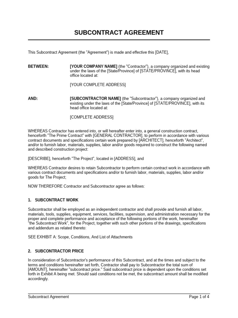 Subcontract Agreement D172 | PDF | Arbitration | Subcontractor