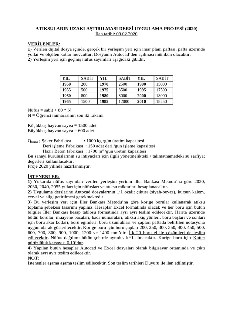 Uygulama Projesi 2020 | PDF