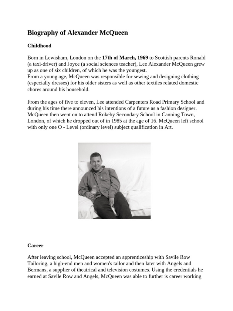Biography of Alexander McQueen | PDF | Fashion | Clothing
