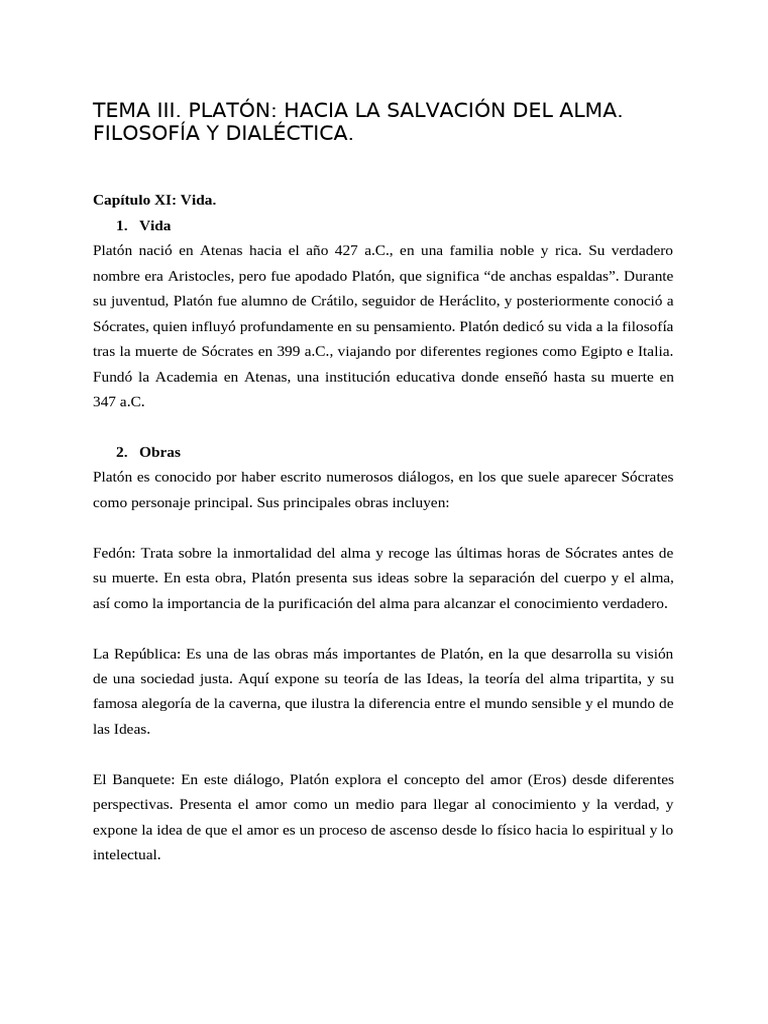 Tema Iii | PDF | Platón | Conocimiento