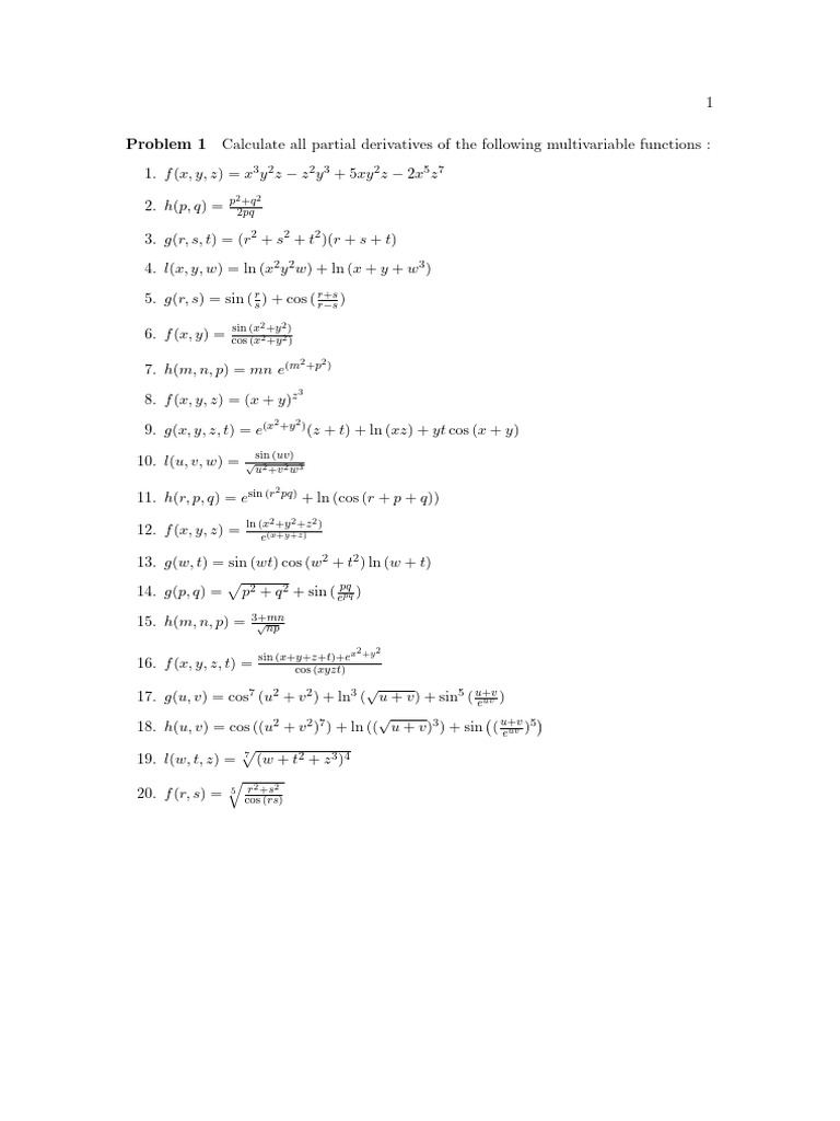 Multivariable Function Derivatives Guide | PDF