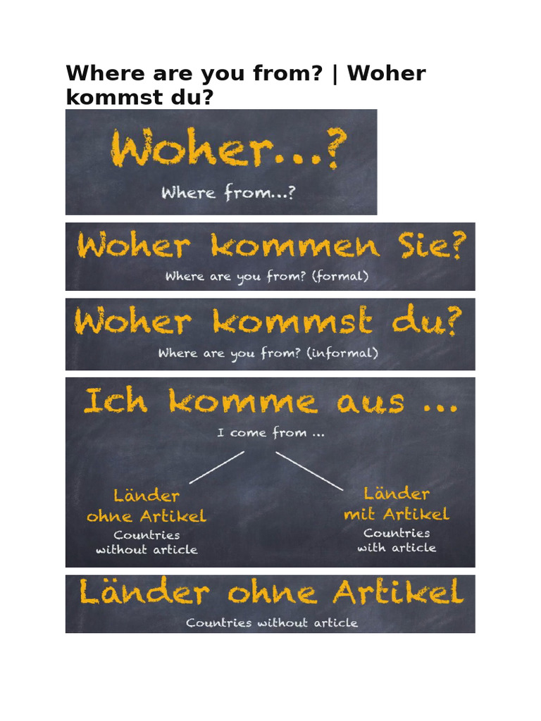 Where Are You From Woher Kommst Du | PDF