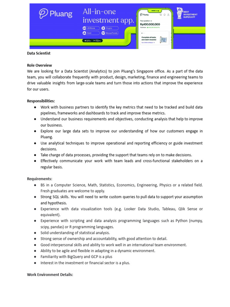 Job Description Data Scientist Pdf Data Data Science