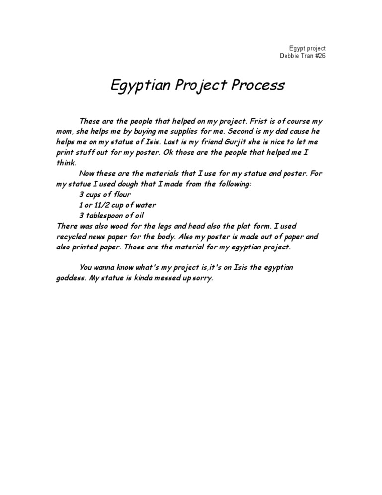 Egyptian Project Process: Egypt Project Debbie Tran #26 | PDF