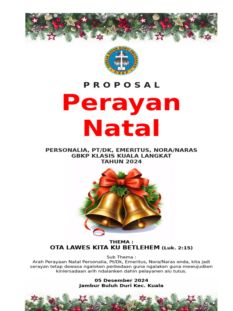 Proposal Natal Serayan Klasis | PDF
