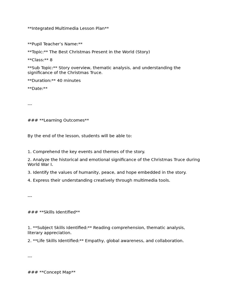 Integrated Multimedia Lesson Plan | PDF | Multimedia | Reading ...