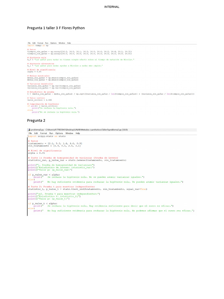 Pregunta 1 Taller 3 F Flores Python | PDF