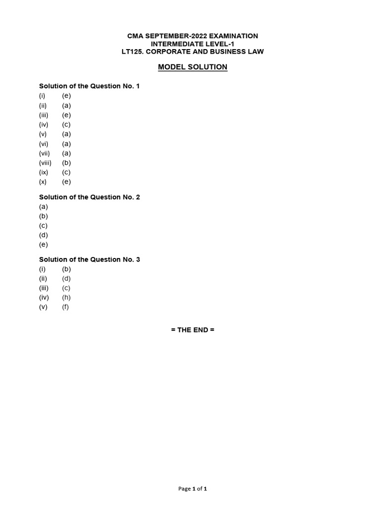 Solution CMA September 2022 | PDF
