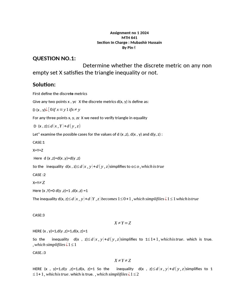 mth641 Assignment No 1 2024 by Pin | PDF | Sequence | Mathematical Analysis