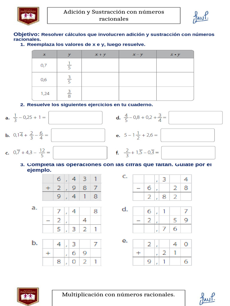 Operaciones con Números Racionales | PDF