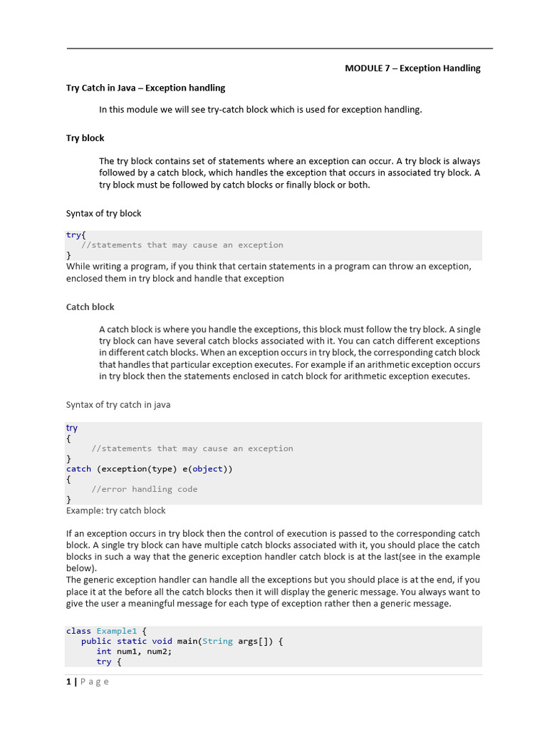 Week 11 - Exception Handling | PDF | Software | Systems Architecture