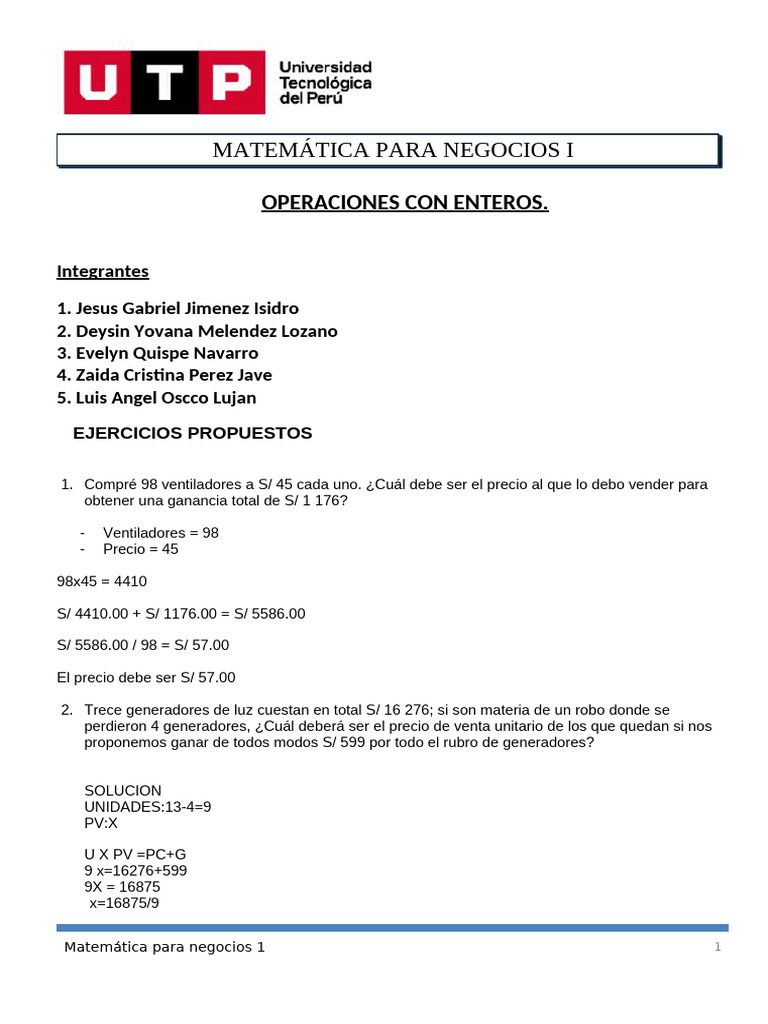 S01 - s1 - Resolver Ejercicios-Operaciones Con Enteros-1 | PDF ... S01 - s1 - Resolver Ejercicios-Operaciones Con Enteros-1 | PDF ...