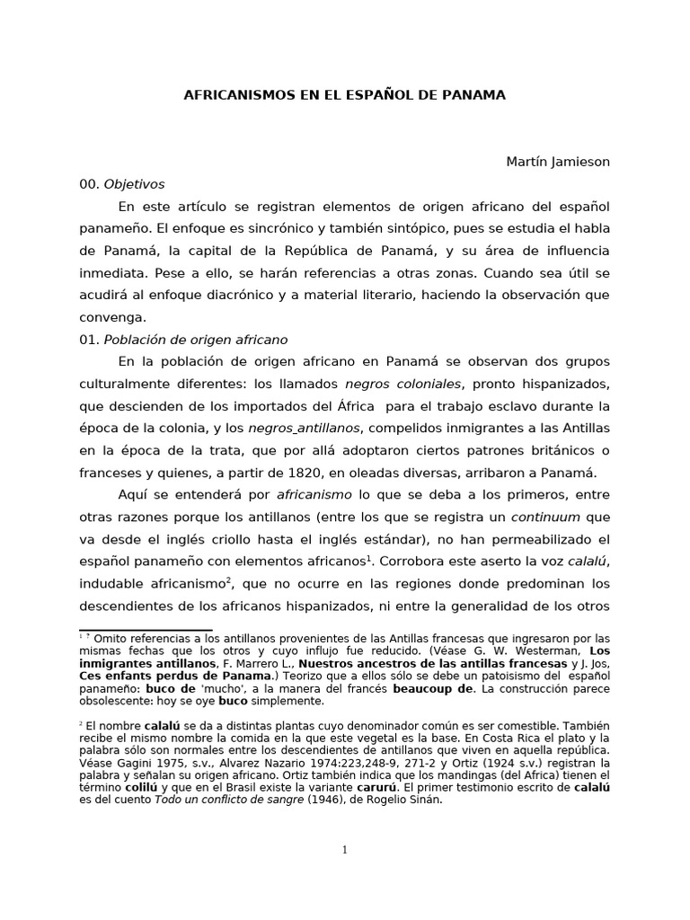 Africanismos en el español panameño | PDF | Panamá | Lengua española