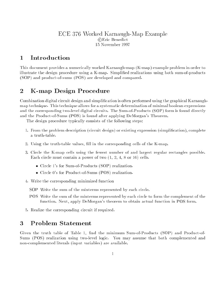 ECE376 Worked Karnaugh-Map Example | PDF | Mathematical Logic | Boolean Algebra