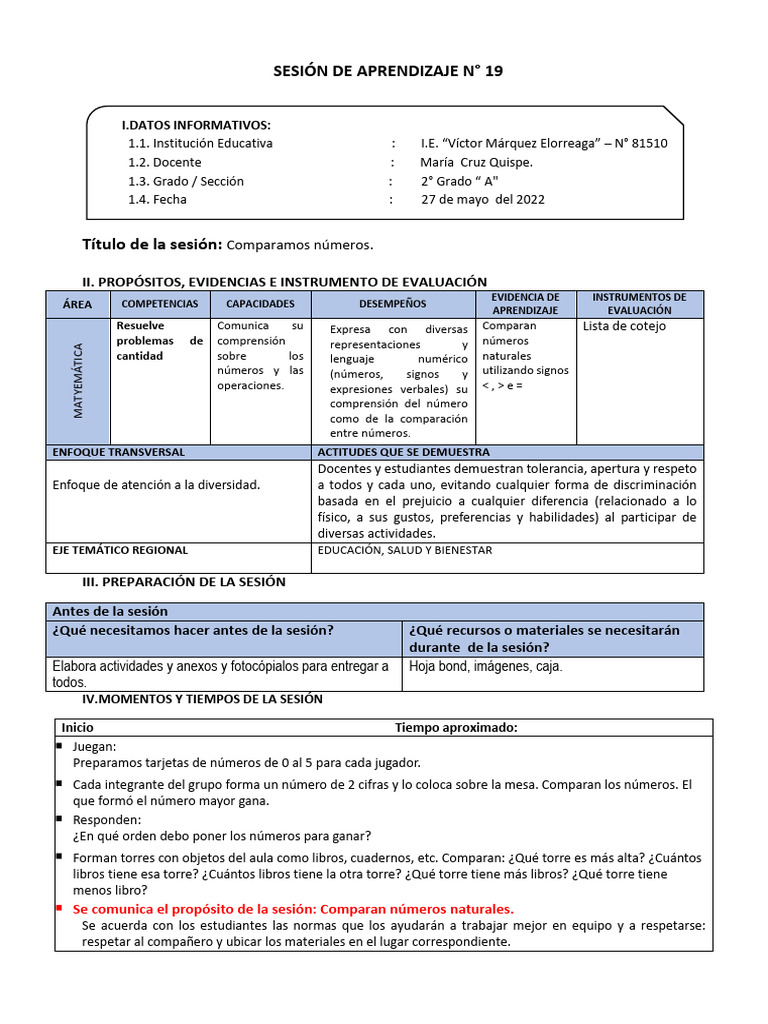 SESIÓN DE APRENDIZAJE N° 19 - MARÍA CRUZ | PDF | Cognición | Conceptos ... SESIÓN DE APRENDIZAJE N° 19 - MARÍA CRUZ | PDF | Cognición | Conceptos ...