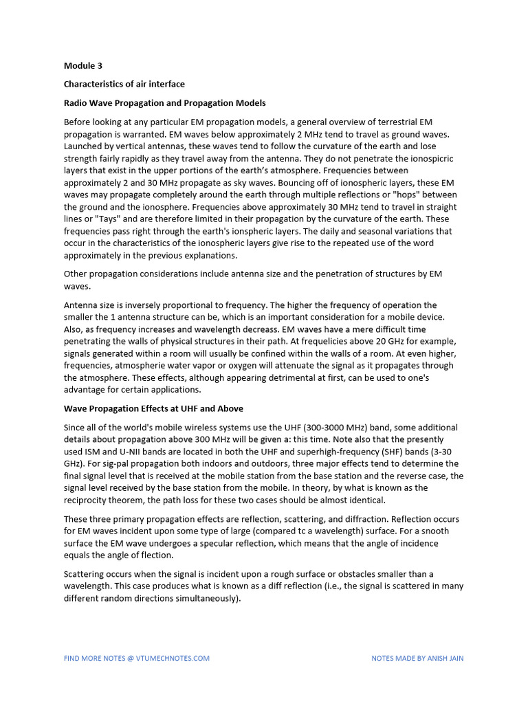 Wireless Network and Communications 3rd Module | PDF | Modulation | Radio Propagation