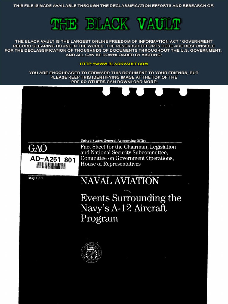 Events Surrounding the Navy’s a-12 Aircraft Program | PDF | United ...