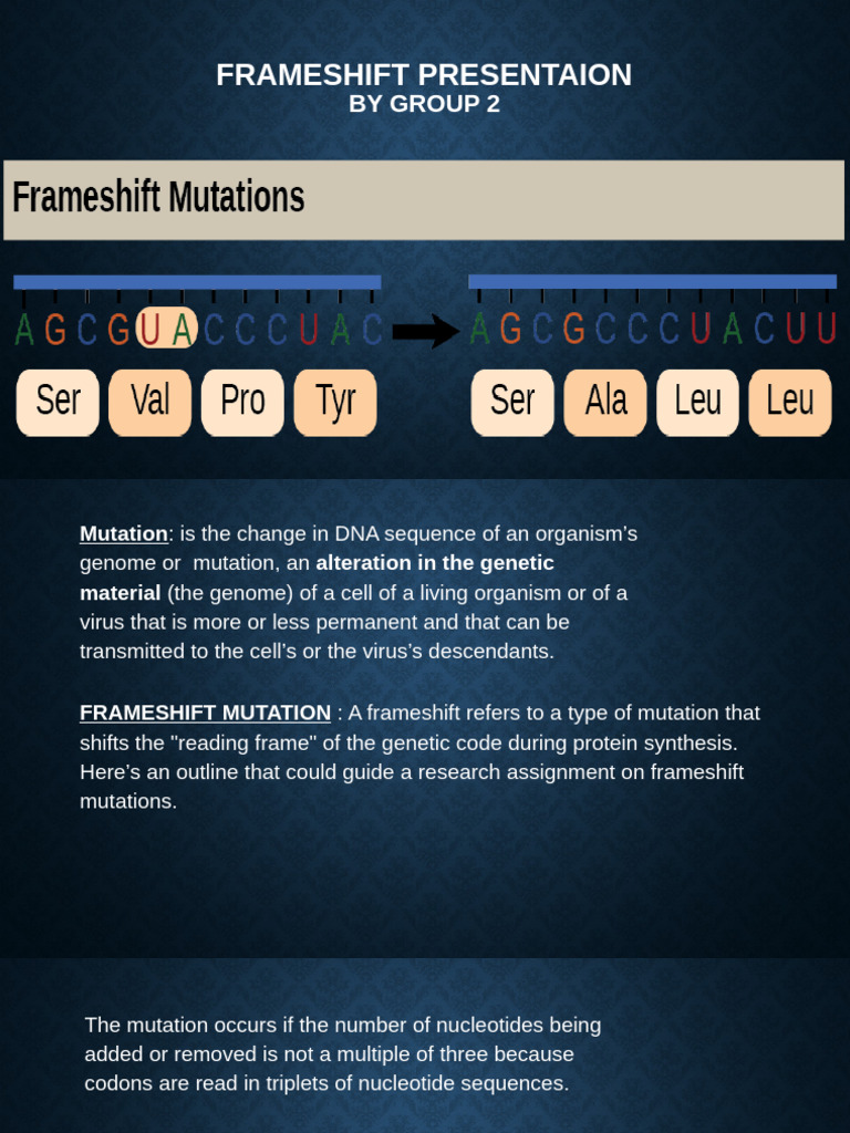 Framshift Presentation 1 | PDF | Genetic Code | Mutation