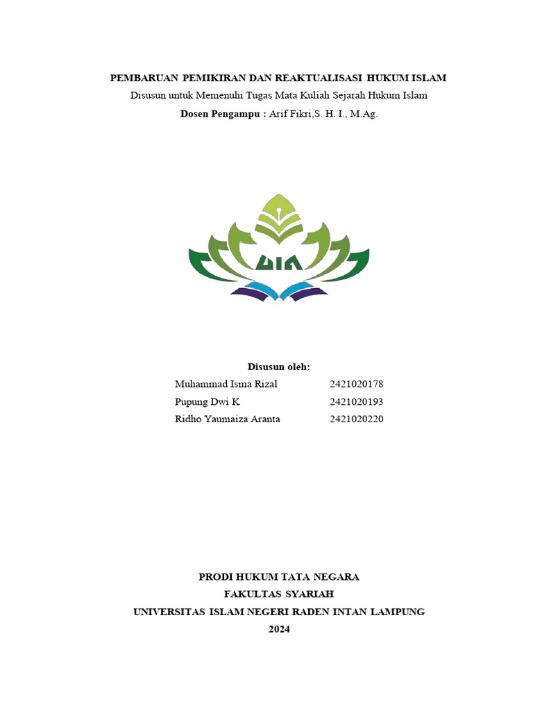 Pembaruan Pemikiran Dan Reaktualisasi Hukum Islam | PDF