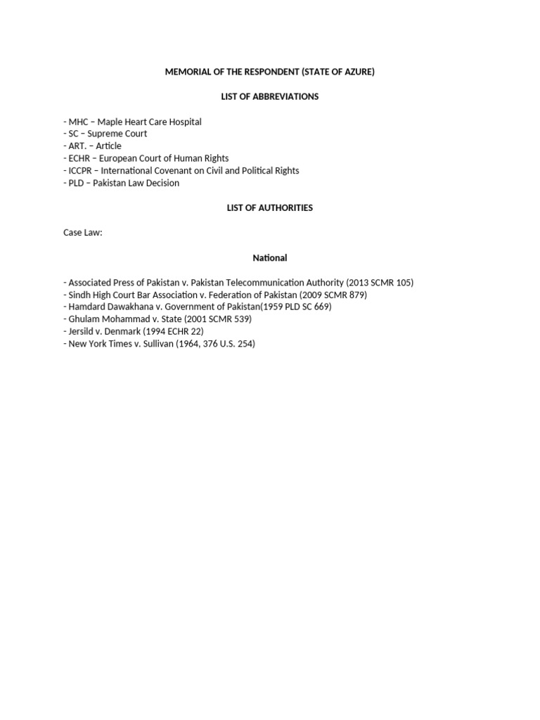 Rough-MEMORIAL OF THE RESPONDENT | PDF | Jurisdiction | Freedom Of Speech