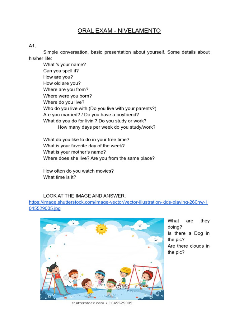 English Oral Exam Level Guide | PDF