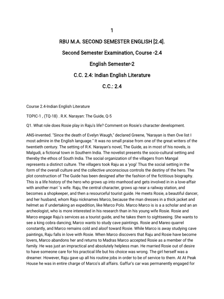 Rbu M.A. English, Sem - 2, C.C - 2.4 | PDF | Poetry