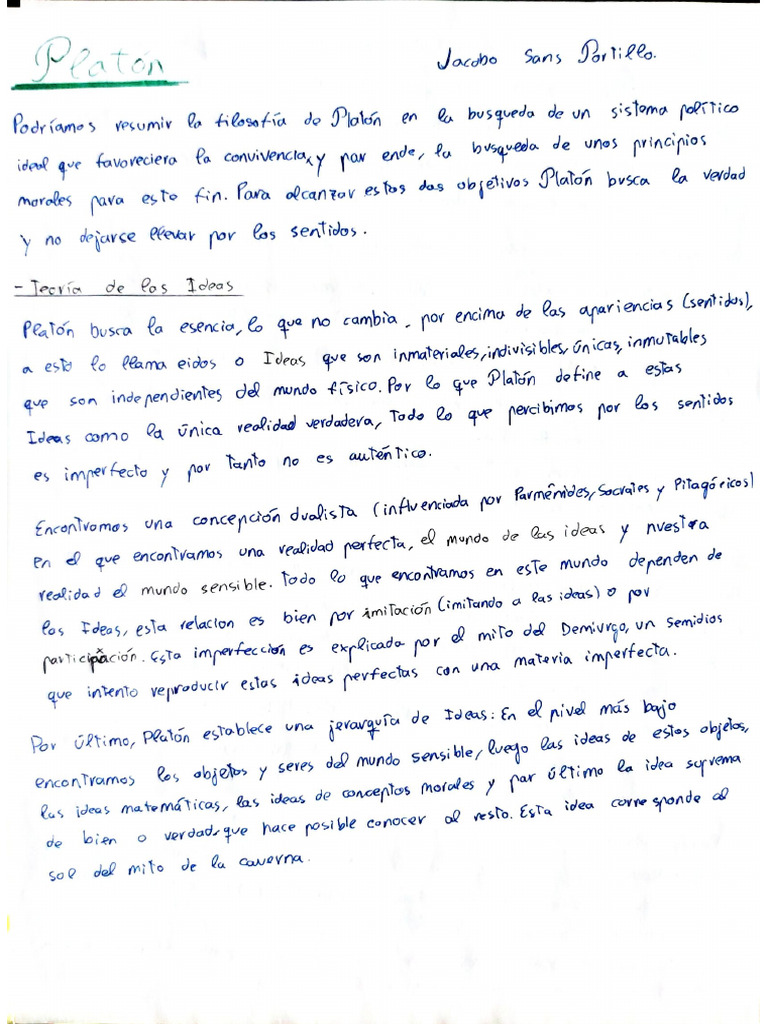 Platón. Jacobo Sans 1D | PDF