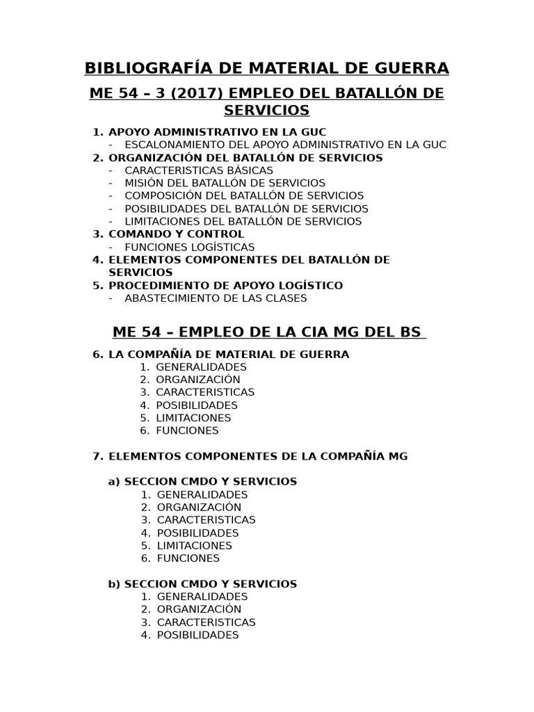 Bibliografía de Material de Guerra | PDF | Batallón | Militar