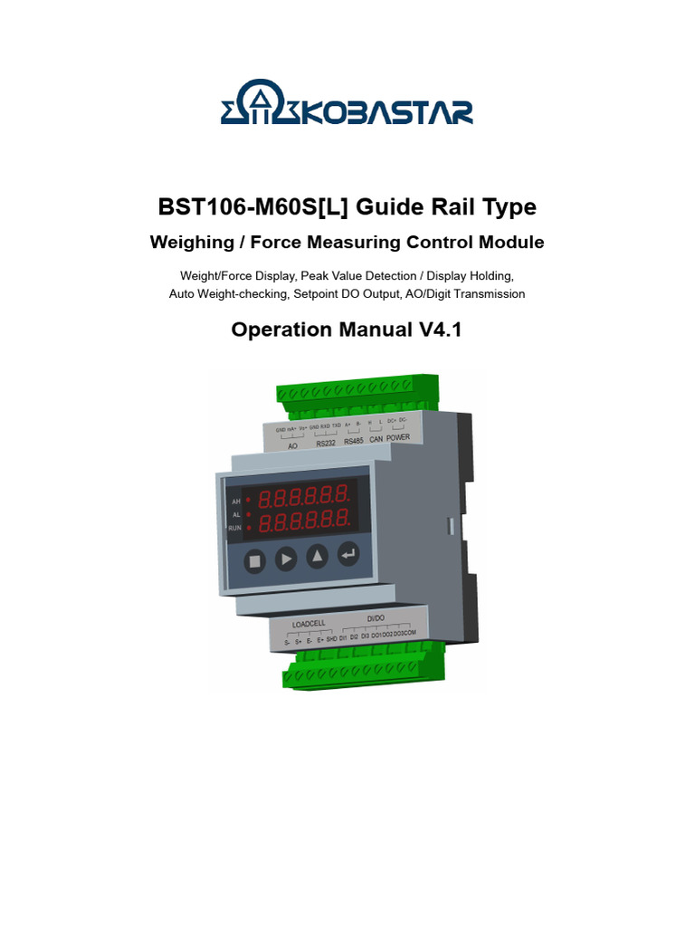 BST106-M60S (L) Guide Rail Type Weighing (Force Measuring) Control Module Manual (V4.1) - B5 ...