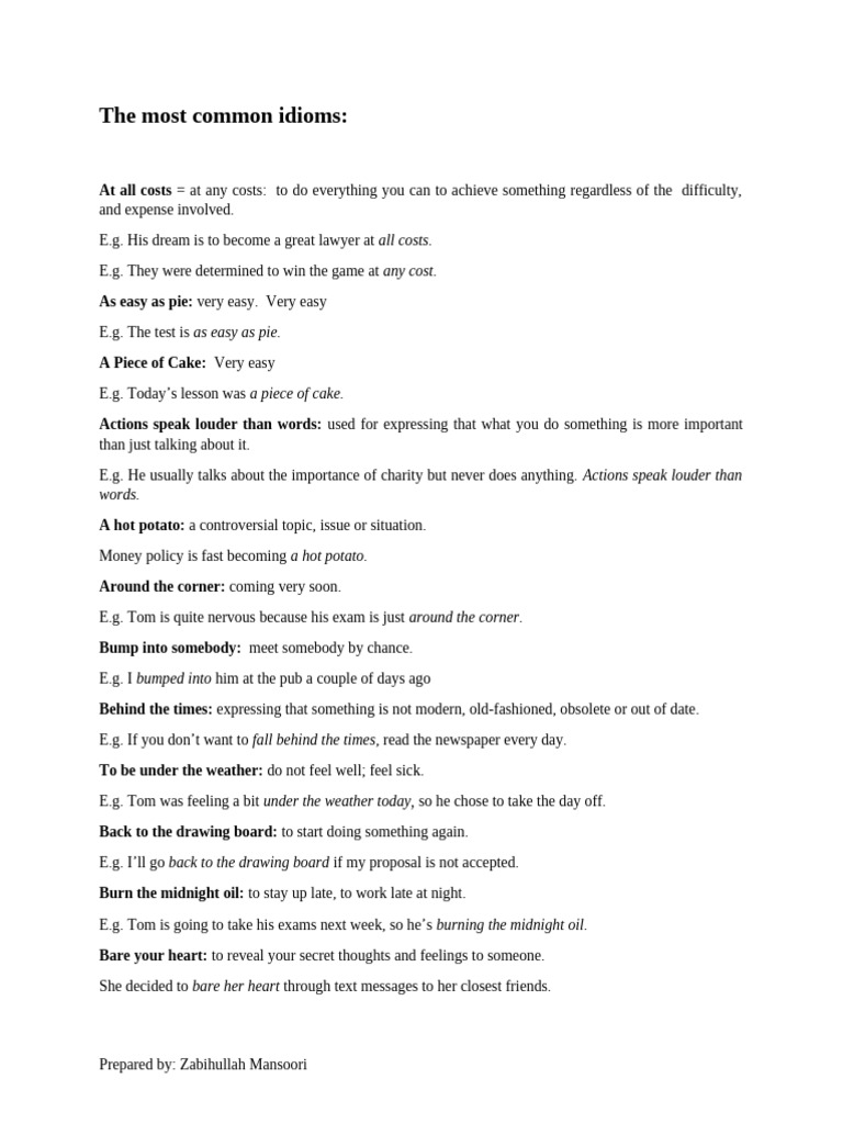 Common idioms | PDF
