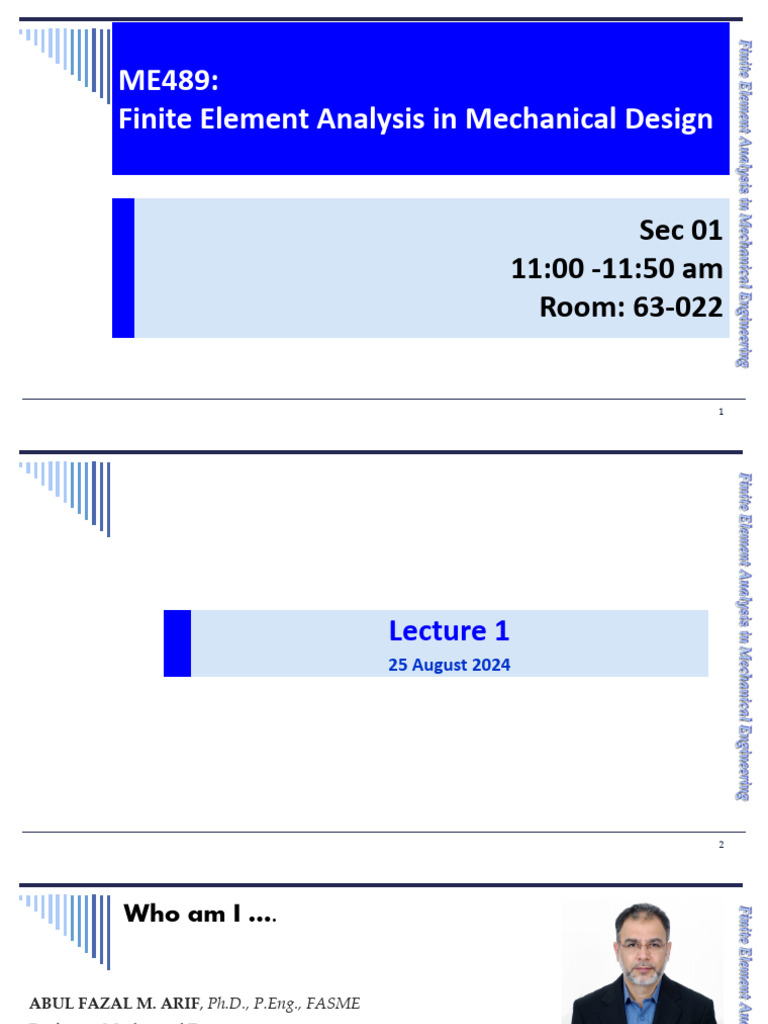 ME489 T1 L1-L3 Introduction To FEA | PDF | Finite Element Method | Mechanical Engineering