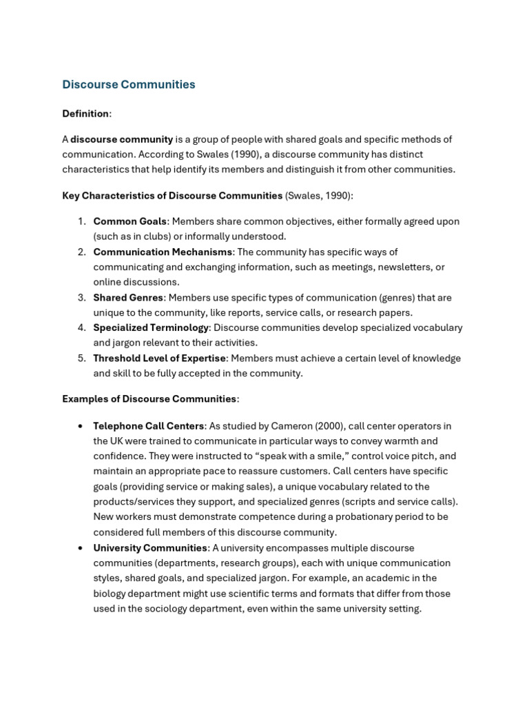 Discourse Communities | PDF | Communication | Discourse