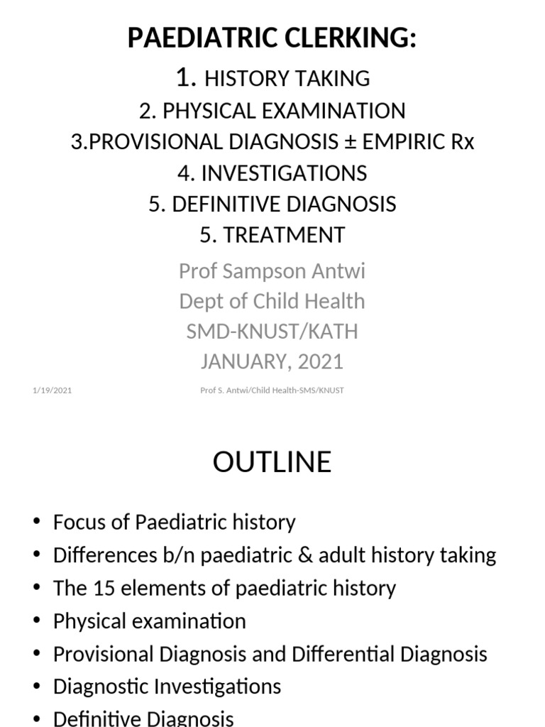 Paediatric Clerking Guide: History & Exam | PDF | Medical Diagnosis ...