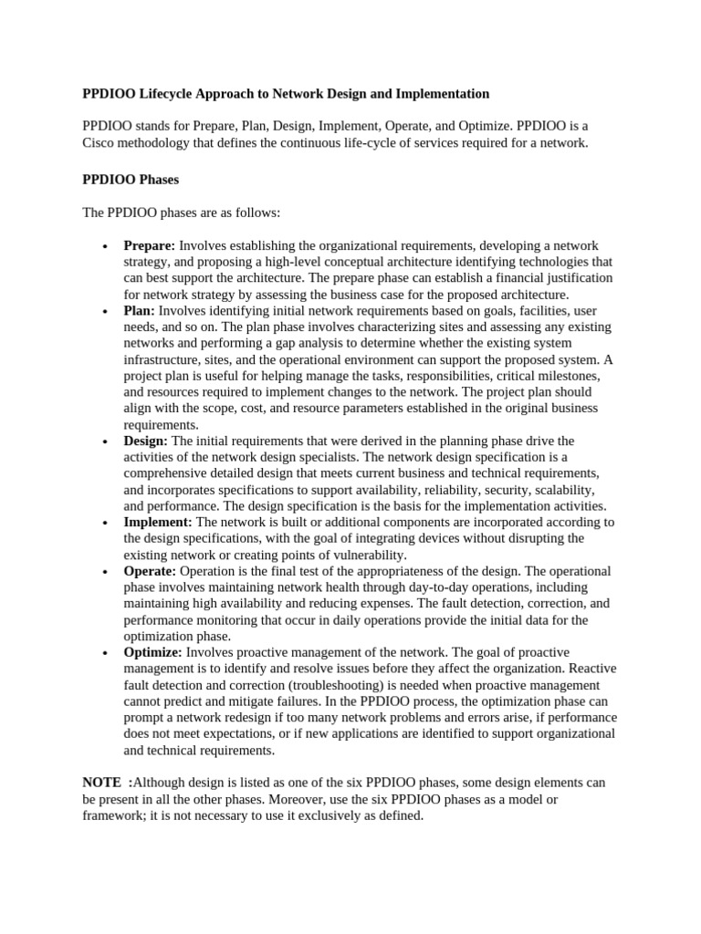 Network Design Chap-2 PPDIOO Lifecycle Approach | PDF | Network Switch | Computing