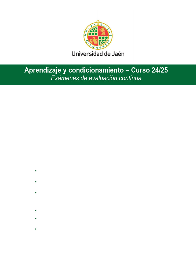 Exámenes de Aprendizaje y Condicionamiento | PDF | Aprendizaje | Teoría