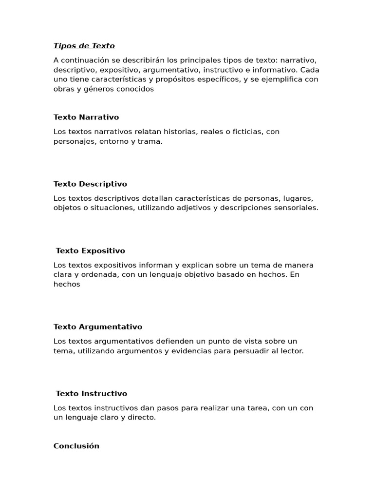 Tipos de Textos | PDF