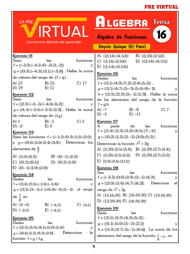 Algebra de Funciones | PDF | Métodos y materiales de enseñanza