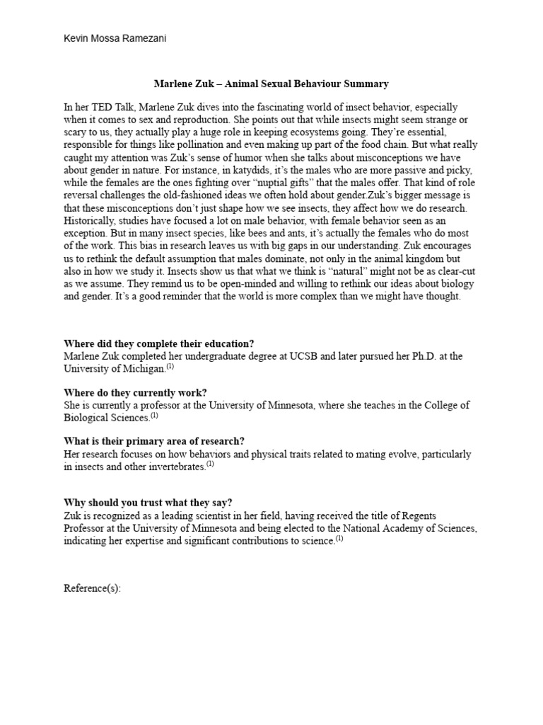 Ted Talk Thing | PDF | Insects | Gender