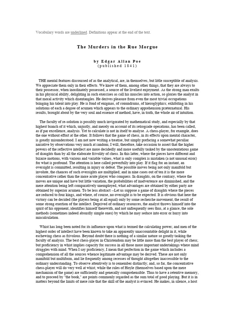 Murders in The Rue Morgue | PDF | Deductive Reasoning | Mind