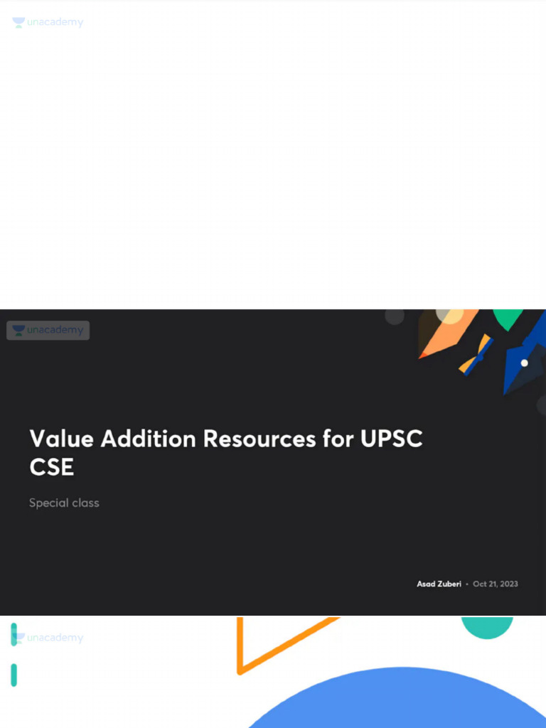 Value Addition Resources For UPSC CSE With Anno | PDF