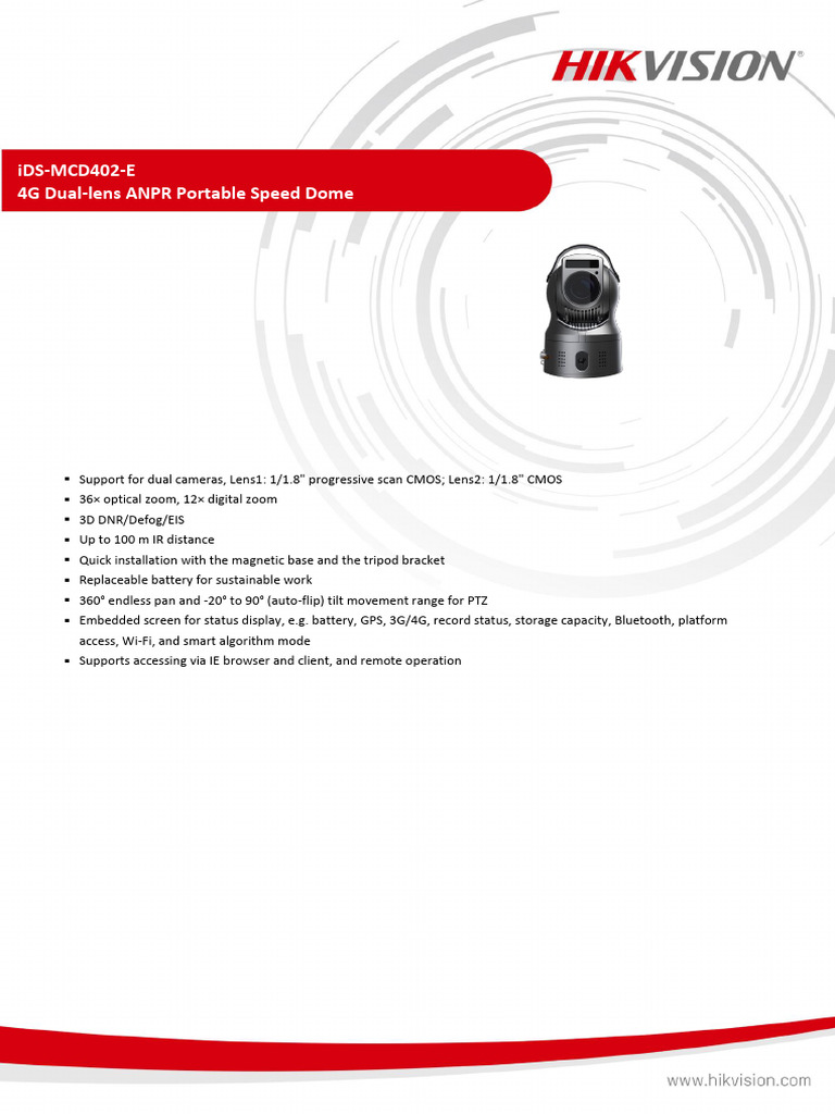 4G Dual-lens ANPR Speed Dome Camera | PDF | Camera Lens | Image ...