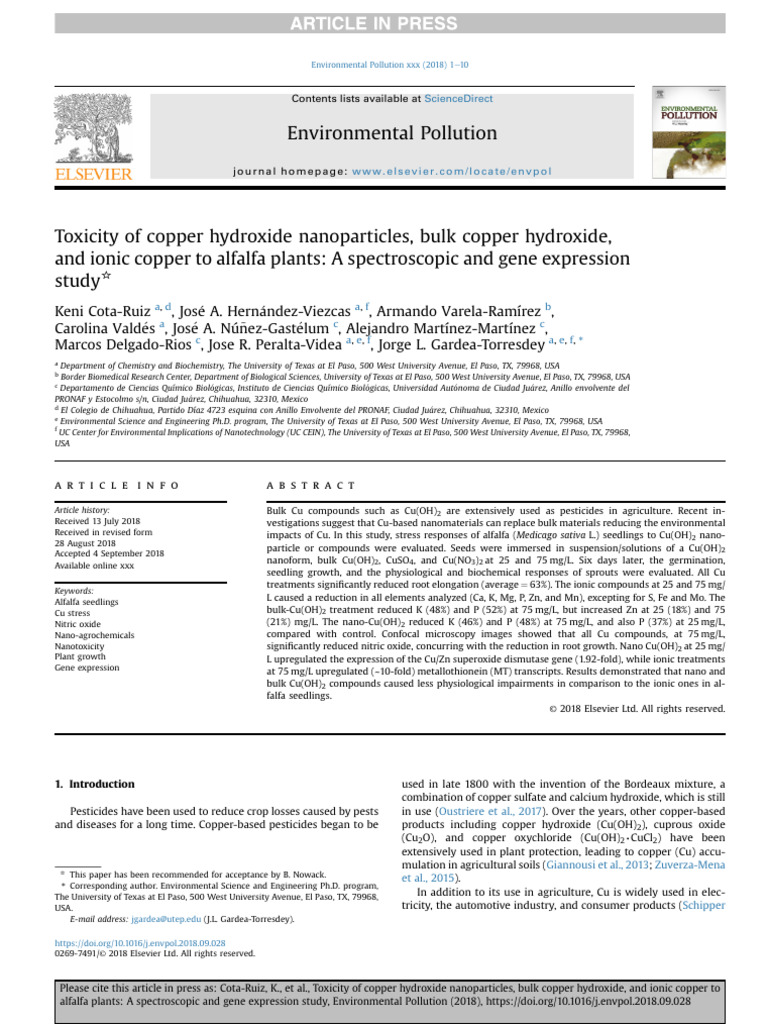 Toxicity of Copper Hydroxide Nanoparticl | PDF | Real Time Polymerase ...