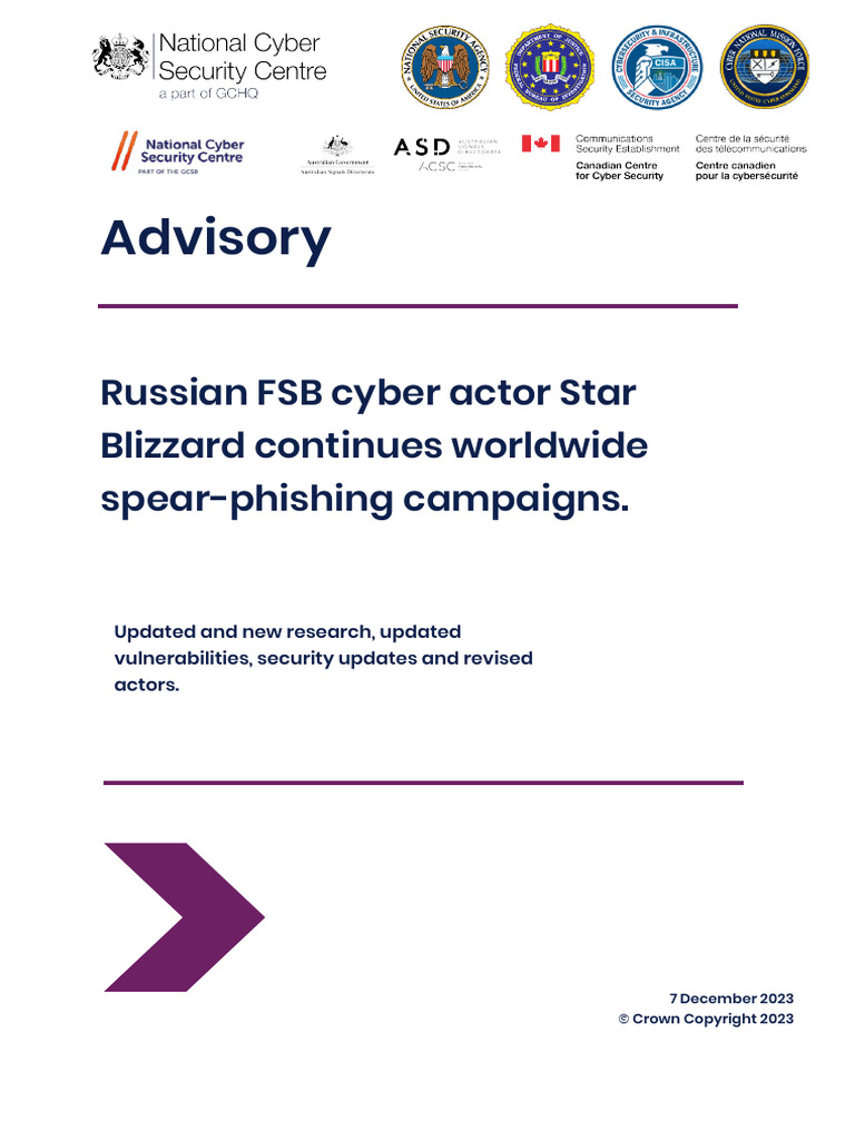 Advisory Russian FSB Cyber Actor Star Blizzard Continues Worldwide ...