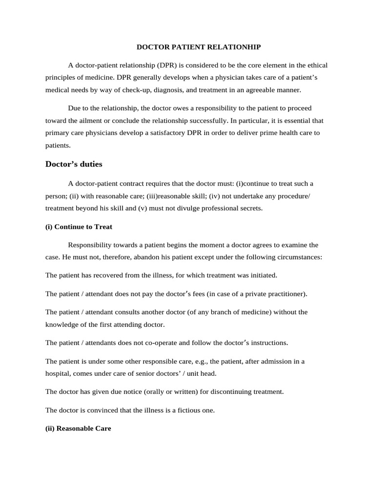 Doctor-Patient Relationship Essentials | PDF | Physician | Informed Consent