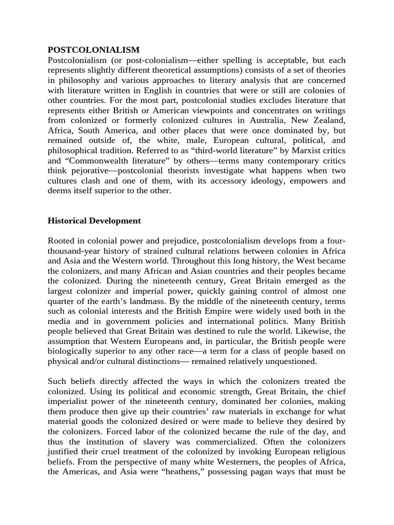 Post Colonial History | PDF | Postcolonialism | Liberal Arts Education